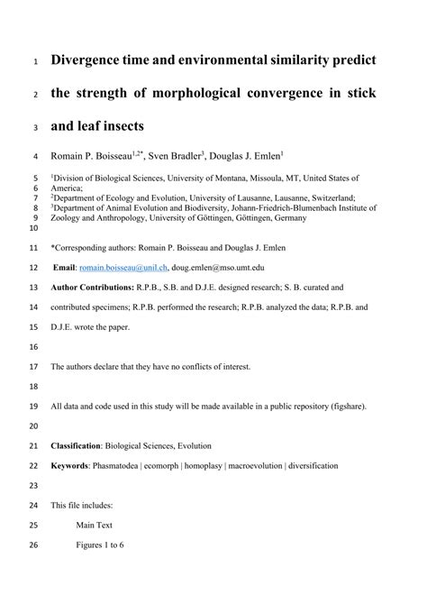 Pdf Divergence Time And Environmental Similarity Predict The Strength Of Morphological