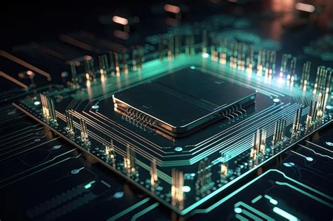 Premium Ai Image 3d Rendering Of Cpu Chip On Circuit Board With
