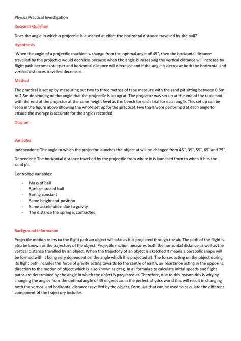 Physics Practical Investigation Method The Practical Is Set Up