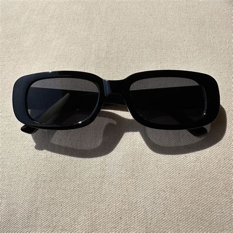 Black Rectangle Sunglasses W Black Tint Black Depop