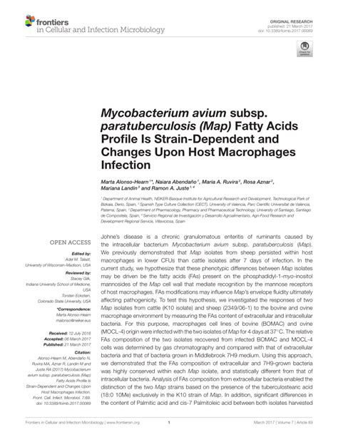 Pdf Mycobacterium Avium Subsp Paratuberculosis Map Fatty Acids Profile Is Strain Dependent