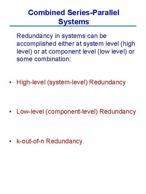 Reliability Of Systems Overview Series System Parallel System