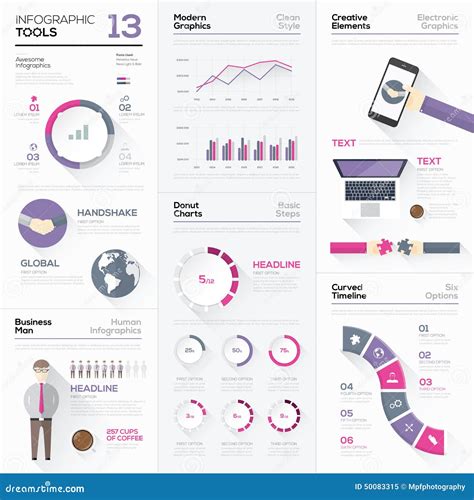 Infographic Tools Ui Elements Kit Cartoon Vector