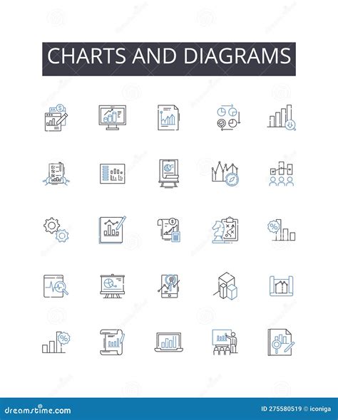 charts and diagrams line icons collection numbers figures maps blueprints facts statistics