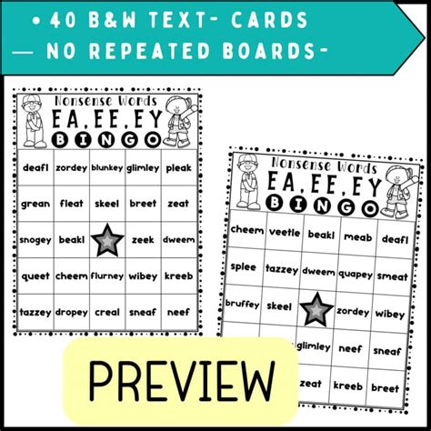 Vowel Team Bingo Nonsense Long Vowel Sounds Ea Ee Ey Sort Sheet