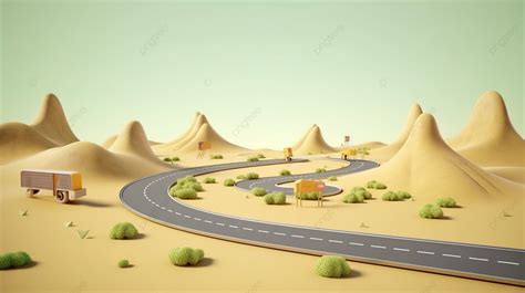 구불구불한 고속도로와 고립된 광고를 특징으로 하는 3d 트위스트가 있는 눈길을 끄는 여행 및 휴가 도로 광고 도로 3d 고속도로 방법 배경 일러스트 및 사진 무료