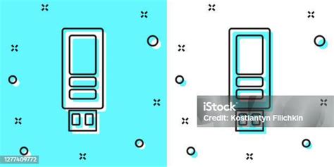 녹색과 흰색 배경에 격리 된 검은 줄 Usb 플래시 드라이브 아이콘 임의동적 모양 벡터 Usb 케이블에 대한 스톡 벡터 아트 및 기타 이미지 Usb 케이블 가능성