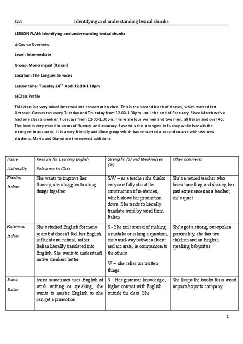 pdf lexical chunks lesson plan