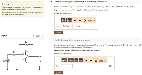 SOLVED Part A Calculating The Output Voltage Of An Inverting Op Circuit Learning Goal To