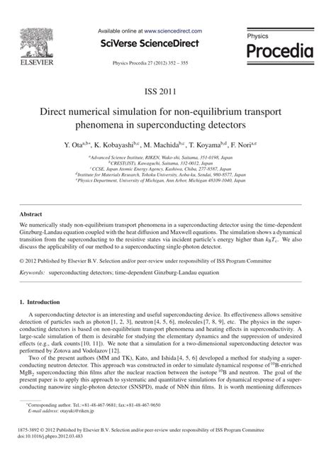 Pdf Direct Numerical Simulation For Non Equilibrium Transport Phenomena In Superconducting