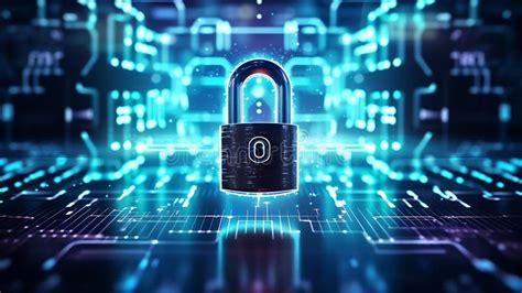 Cybersecurity Concept With Padlock On Digital Background 3d Rendering