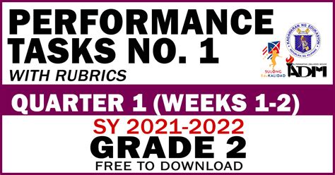 Grade 2 1st Quarter Performance Tasks No 1 Weeks 1 2 All Subjects