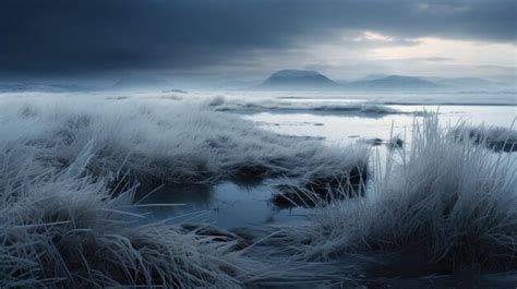 Premium Photo A Photo Of A Frozen Marsh With Frostcovered Grass