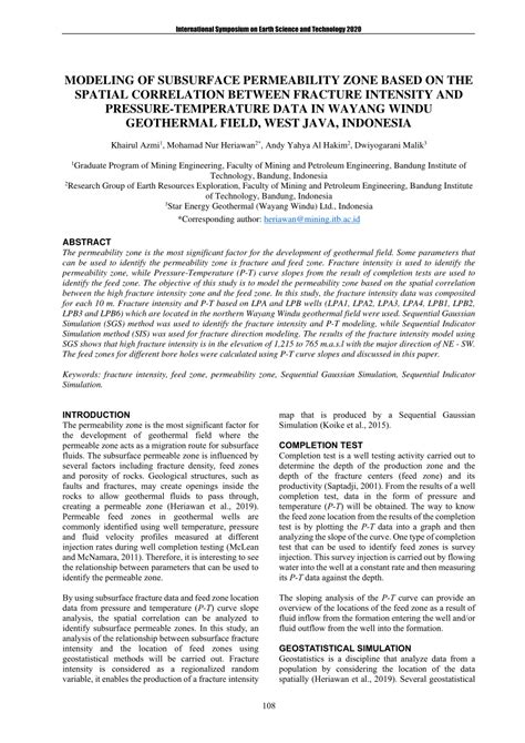 Pdf Modeling Of Subsurface Permeability Zone Based On The Spatial
