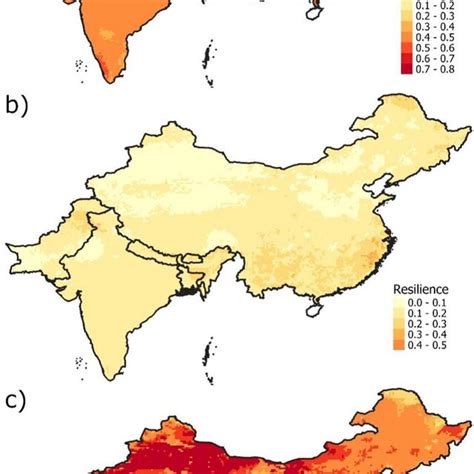 Geographical Distributions Of A Reliability B Resiliency And C Download Scientific