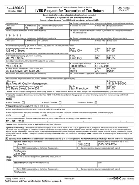 Fillable Online Irs Form 4506 C Walkthrough Ives Request For