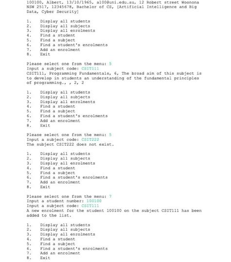 Solved Implement And Design A Student Enrolment System Or