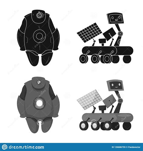Vector Design Of Robot And Factory Symbol Set Of Robot And Space