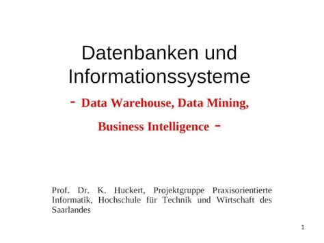 Ppt 1 Datenbanken Und Informationssysteme Data Warehouse Data
