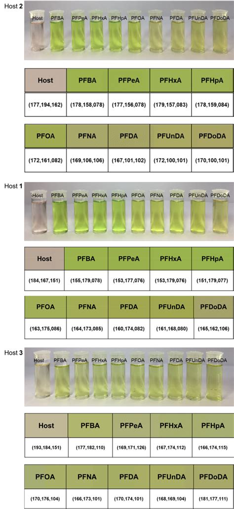 Photographs Showing The Colorimetric Responses Of Each Host 2 01x10 6 Download Scientific