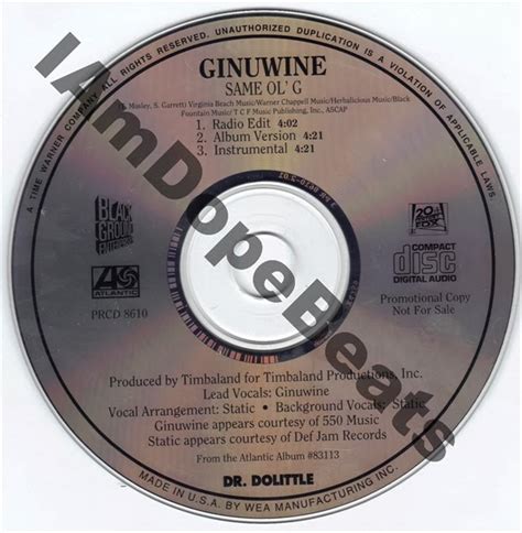 Iamdopebeats Catalog Ginuwine Same Ol G [promo Cdr]