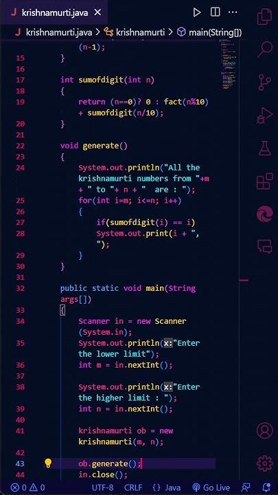 krishnamurti numbers in a range java speed codes javaprogramming coding krishnamurti