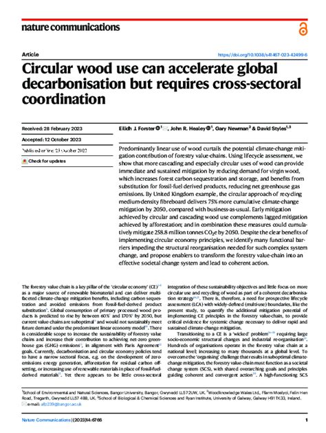 Pdf Circular Wood Use Can Accelerate Global Decarbonisation But