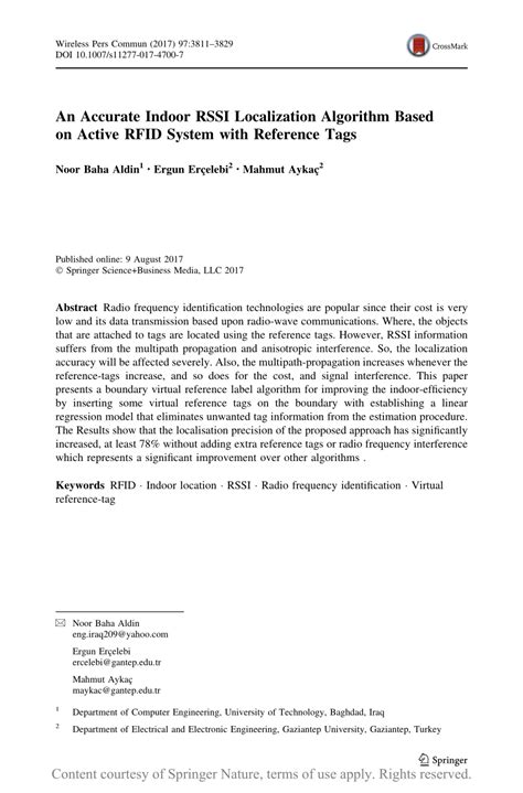 An Accurate Indoor Rssi Localization Algorithm Based On Active Rfid System With Reference Tags