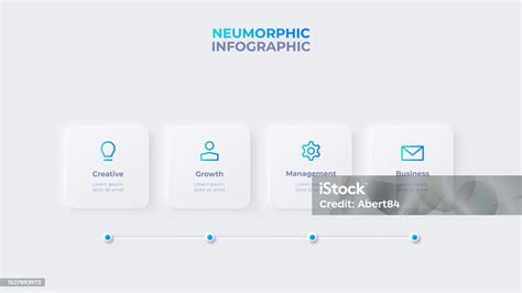 뉴모픽 타임라인 인포그래픽 Skeuomorph 개념은 4가지 옵션 부품 단계 또는 프로세스로 구성됩니다 0명에 대한 스톡 벡터 아트 및 기타 이미지 Istock