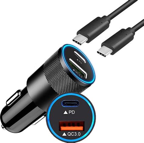 Autolader USB C USB C USB C Kabel Meter Auto Oplader USB C USB C Bol Com