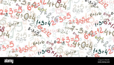 Solve Examples Seamless Background Of Randomly Placed Different Mathematical Examples Adding