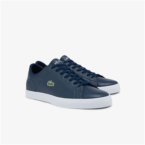 Mens Lerond Leather And Synthetic Sneakers Blue Lacoste Uae