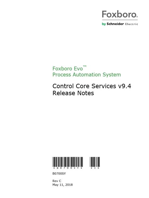Control Core Services V9 4 Release Notes Foxboro Evo Process Automation System Download Free