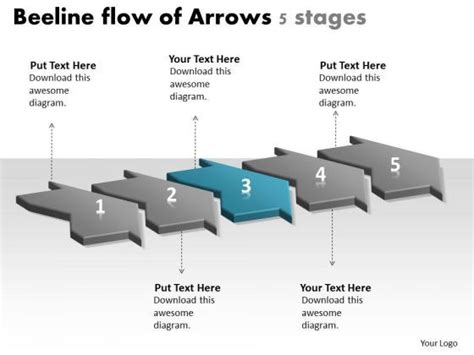 Beeline Flow Of Arrows Stages Create Chart PowerPoint Slides