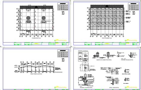 Foundation Plan In Dwg File Including Roof Framing And Rigid Frame
