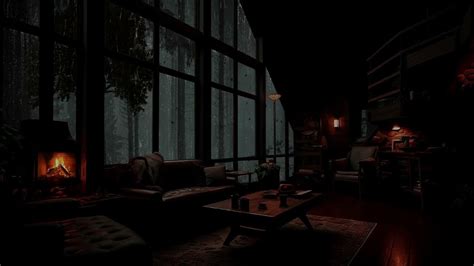 아늑한 벽난로가 있는 어두운 방에서 혼자 휴식을 취하세요 숲속의 비 가장 편안한 빗소리 Youtube