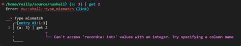 Bad Error For Using ` Get 0` On A Record · Issue 6874 · Nushell