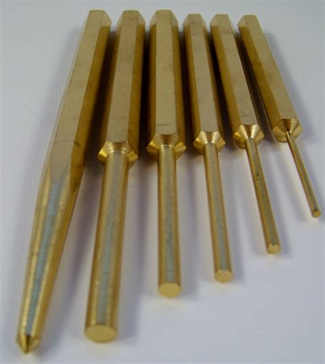 6pc Solid Brass Punch Set Center And Pin Non Sparking 5 34 Long 58