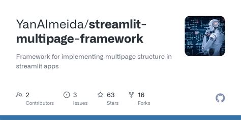 Github Yanalmeidastreamlit Multipage Framework Framework For