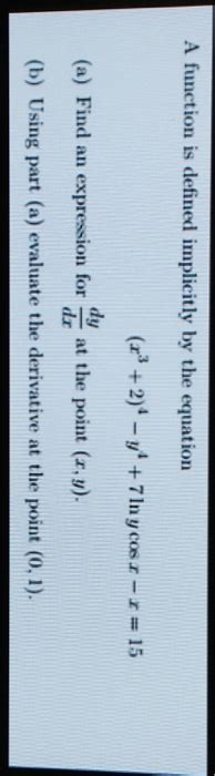 solved a function is defined implicitly by the equation