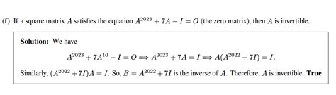 Solved If A Square Matrix A Satisfies The Equation Chegg Com