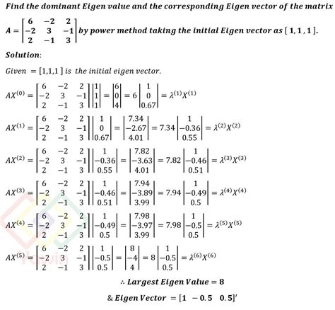 Find The Dominant Eigen Value And The Corresponding Eigen Vector Of The Matrix A 6 22 2