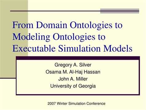 Ppt From Domain Ontologies To Modeling Ontologies To Executable
