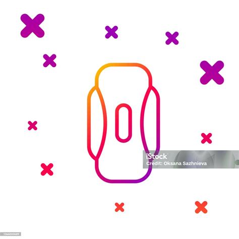 흰색 배경에 격리 된 색상 라인 생리 및 생리대 아이콘 여성 위생 제품 그라데이션 임의동적 셰이프 벡터 일러스트레이션 0명에