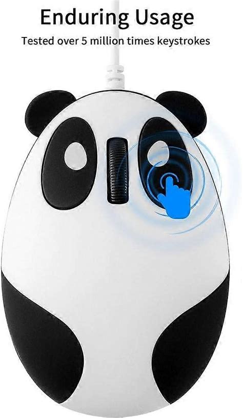 Super Cute Wired Mouse Cartoon Panda Shaped Mini Mouse Novelty Portable