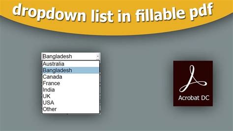 How To Create Dropdown Menu List In Fillable Pdf Form Using Adobe Acrobat Pro Menu List