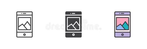 Mobile Phone Image Gallery Different Style Icon Set Stock Vector Illustration Of Icon Full