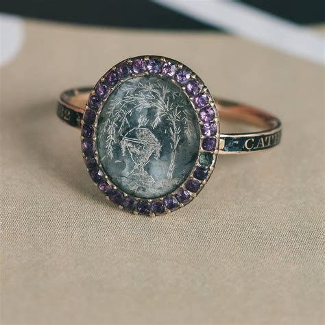 18th Century Urn Mourning Ring Lost Owl Jewelry