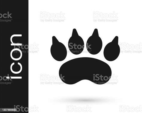 흰색 배경에 격리된 블랙 베어 발 발자국 아이콘입니다 벡터 갈고리 발톱에 대한 스톡 벡터 아트 및 기타 이미지 갈고리 발톱 개념 건강관리와 의술 Istock