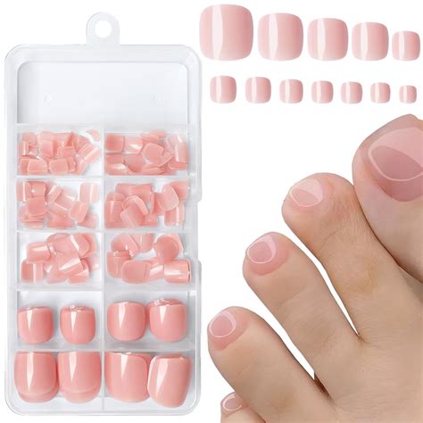 Short Press On Toenails 240pc Glossy Nude Skin Press On Toenails Short